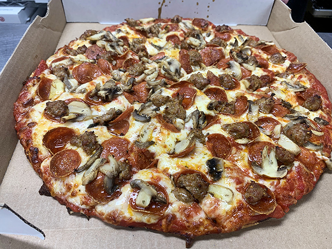 This meat lover's dream pizza doesn't just talk the talk&mdash;it walks the walk with a perfect ratio of pepperoni, sausage, and melty cheese that means business.