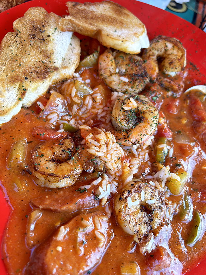 The seafood gumbo arrives like a spicy, steaming postcard from New Orleans. Plump shrimp nestled in tomato-rich broth with rice &ndash; comfort food that hugs you from the inside.