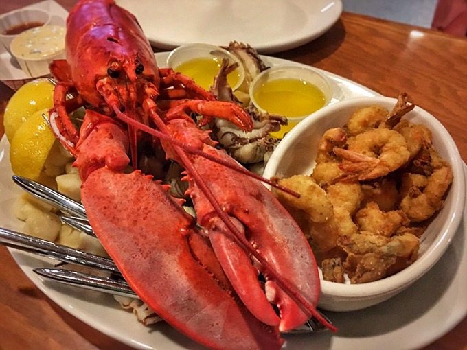 Not all treasure comes in chests. Sometimes it arrives on a plate with drawn butter, like this magnificent lobster and shrimp combo.