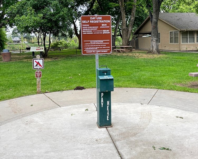Modern convenience meets historical adventure at the self-registration station. No app required, just good old-fashioned paper and honesty.