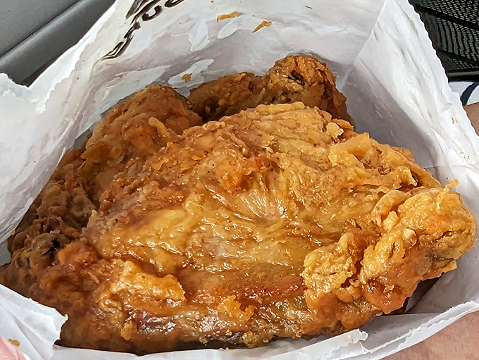 Golden-brown perfection that makes you want to write poetry. This chicken doesn't just speak to your stomach; it whispers to your soul.