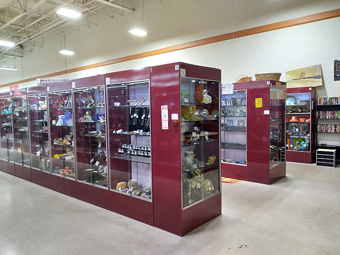 These gleaming display cases don't just hold collectibles&mdash;they're time capsules protecting memories from decades past, each shelf a different chapter of Americana.