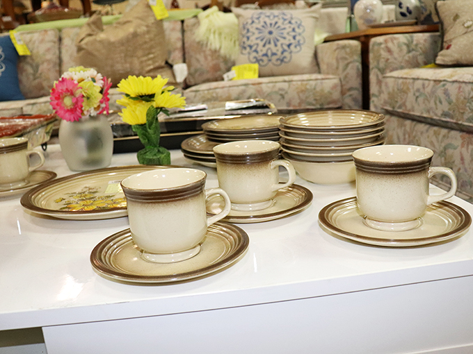 Vintage teacups that have witnessed decades of gossip sessions now stand ready for your next heart-to-heart&mdash;complete with that irreplaceable patina of history.