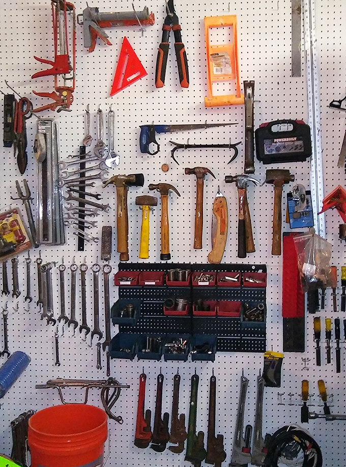 Tool heaven for the handy and hopeful alike. This pegboard paradise would make Tim Allen grunt with approval&mdash;every fixer-upper's dream wall.