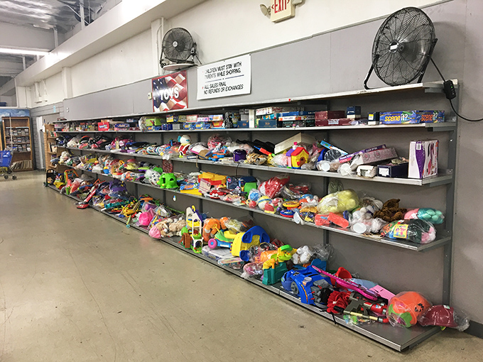 The toy section&mdash;a nostalgic playground where yesterday's playthings wait patiently for tomorrow's imaginative adventures.