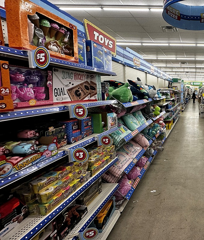 Toy paradise where childhood dreams cost less than a gourmet coffee, proving imagination doesn't need a platinum credit card.