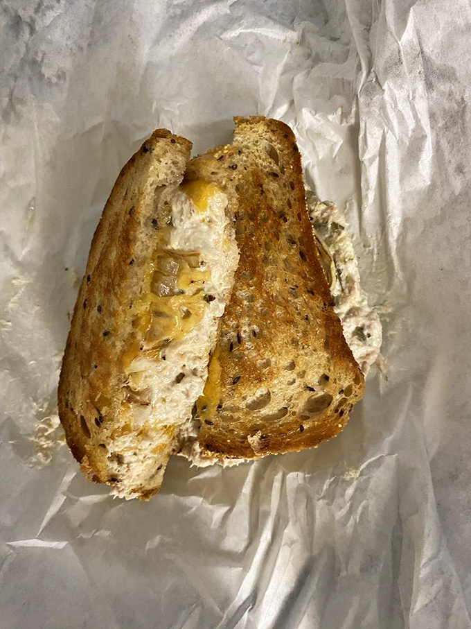 The legendary tuna melt in all its glory&mdash;perfectly toasted bread embracing that magical filling. Worth driving across state lines for this beauty.