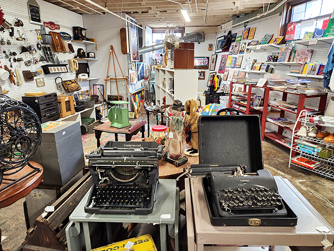 A typewriter collector's dream corner, where these mechanical time machines sit waiting for someone to tap out the Great American Novel &ndash; or at least a snarky postcard.