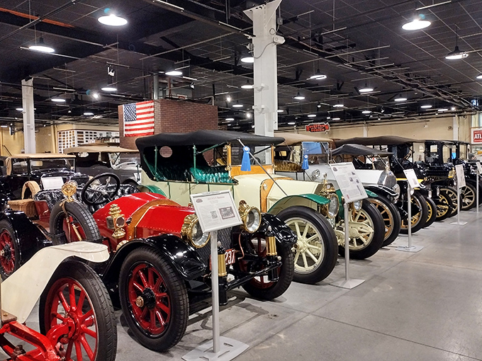 A parade of automotive elegance stands at attention, each vehicle telling stories of Sunday drives and first dates from Pennsylvania's past.
