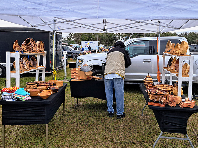Handcrafted wooden treasures await new homes. Each bowl tells a story of craftsmanship that laughs in the face of our disposable culture. 