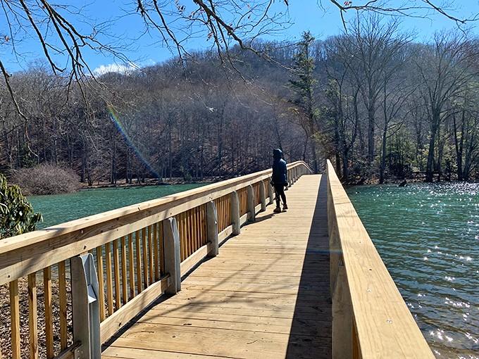 This peaceful wooden dock extends into waters so clear, even your phone's camera will start showing off.
