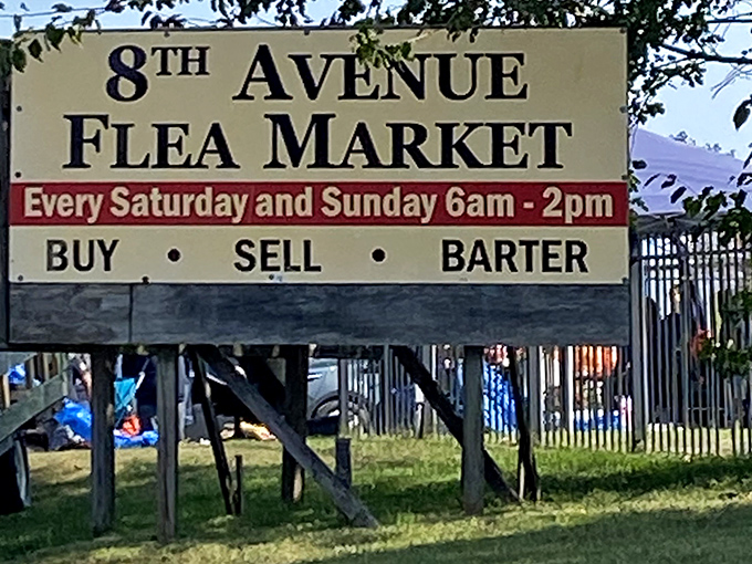 Weekend warriors gather around tables displaying everything from bikes to camping gear for outdoor adventures.