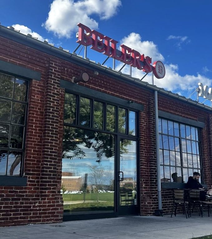 The classic red brick exterior whispers of timeless traditions and recipes passed down lovingly.