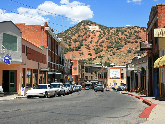 Bisbee's colorful Victorian houses climb the hillside like a rainbow staircase to mining town heaven.