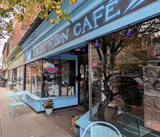 Blue Moon's cozy storefront whispers promises of creative morning meals worth discovering together.