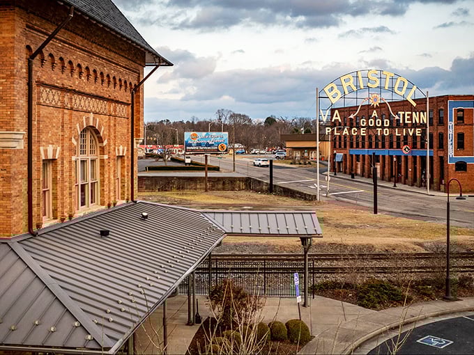 Bristol&rsquo;s iconic state-line sign proudly declares 'A Good Place to Live,' anchoring the charm of its historic downtown.