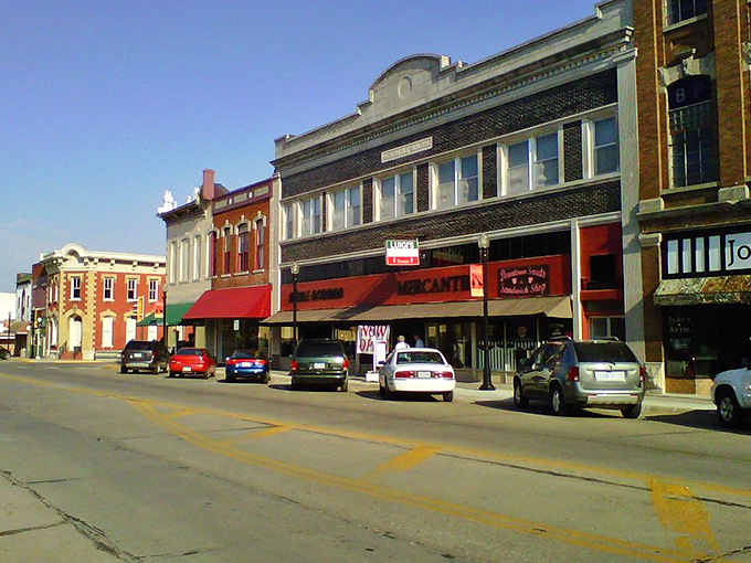 Chanute's colorful historic buildings house local businesses where prices haven't caught up with inflation.