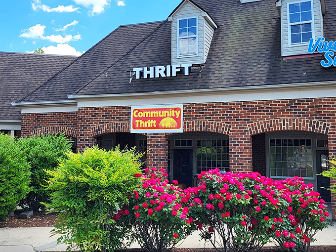Those charming brick arches and bright yellow signage create an inviting entrance that promises great finds ahead.