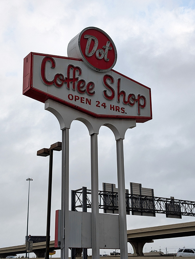 Dot Coffee Shop's retro sign towers above Houston &ndash; a 24-hour monument to comfort food.