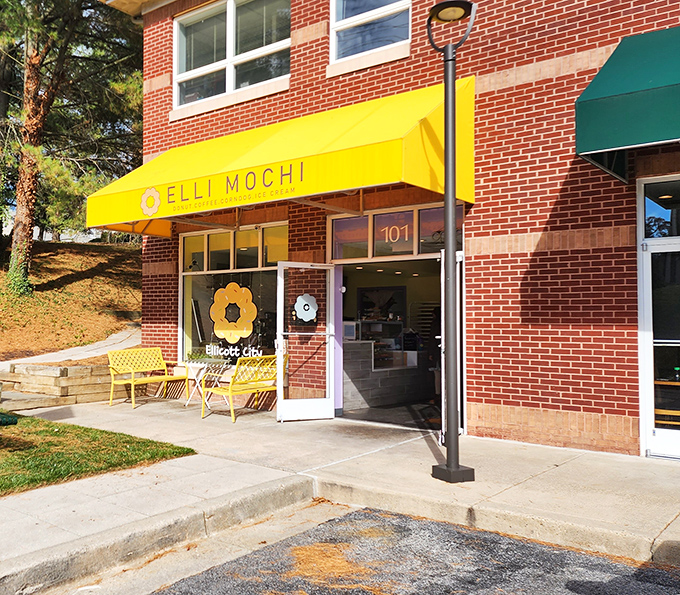 The sunny yellow awning practically shouts "happiness lives here" - and those mochi donuts deliver.