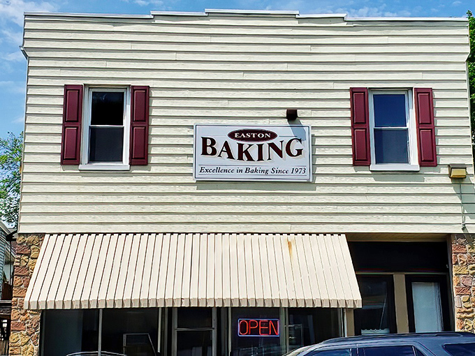 Easton Baking's simple white building with red shutters houses Italian baking magic that's been enchanting locals since 1973.
