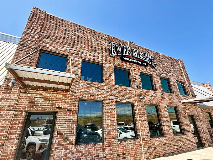 Evie Mae's modern brick building might look fancy, but inside it's all about that old-school smoke and fire magic.