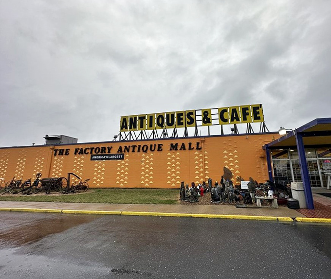 That bold yellow sign isn't just advertising - it's practically shouting about the treasures waiting inside.