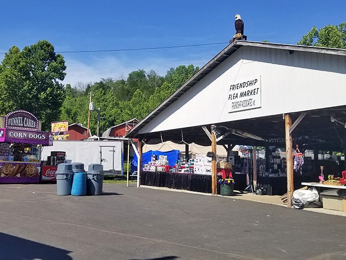 The Friendship Flea Market's covered pavilion creates the perfect treasure-hunting headquarters for any weather.