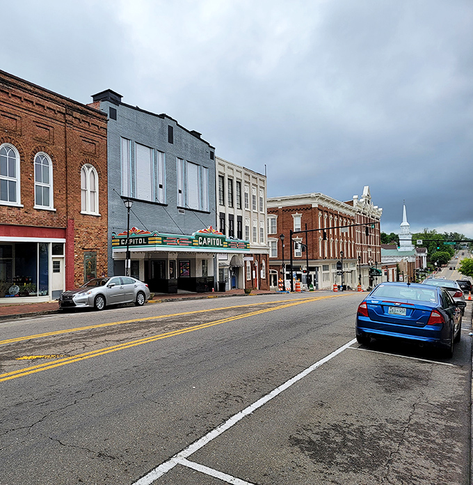 Stroll through historic Greeneville, where the classic Capitol Theatre and charming brick buildings offer a warm, welcoming step back.