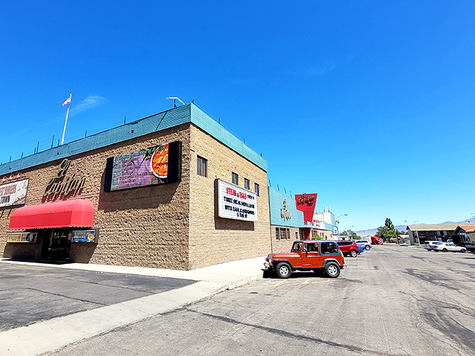 This modest commercial building in Hawthorne reminds us that in small towns, one roof often wears many hats.