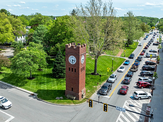 Hudson's iconic clock tower stands sentinel over brick streets that practically sparkle with small-town pride and polish.
