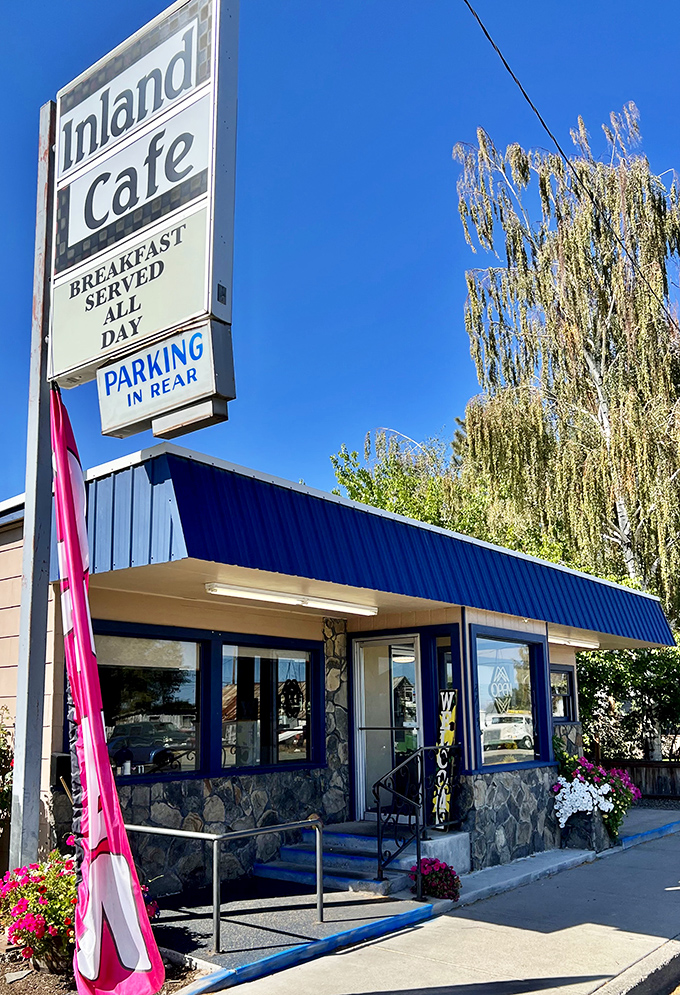 The Inland Cafe's stone accents hint at the solid, dependable comfort food waiting inside this Baker City treasure.