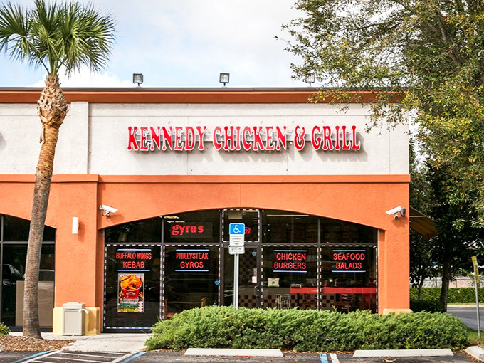 Mediterranean meets Southern comfort at this orange-trimmed Orlando spot that does chicken with international flair.