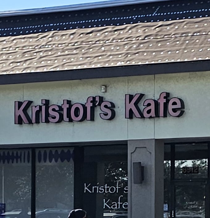 Don't judge this book by its cover - Kristof's Kafe serves up breakfast magic behind those modest walls.
