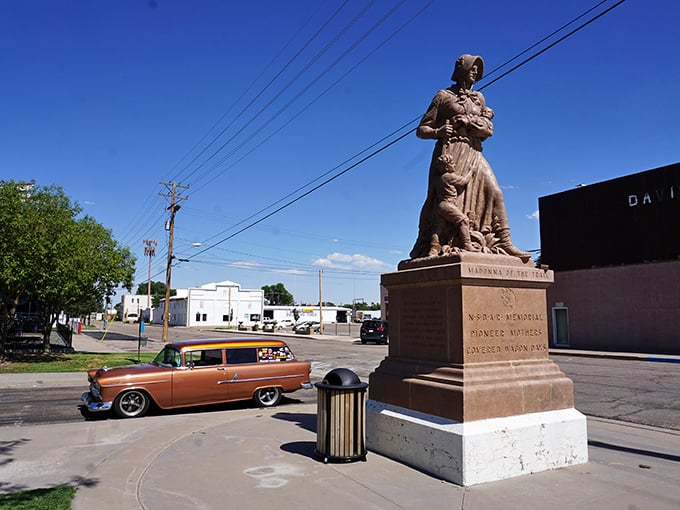 This statue in Lamar stands as a testament to the pioneering spirit that built these affordable small towns.