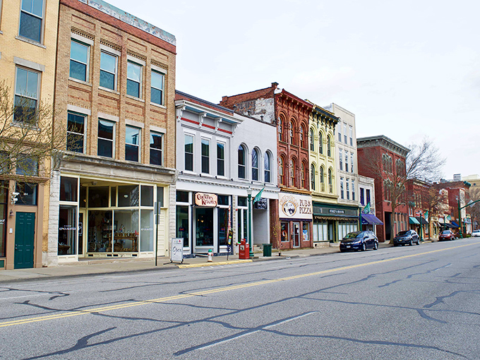 Marietta's brick buildings stand proudly along the riverfront, their weathered facades telling stories of Ohio's early river commerce.
