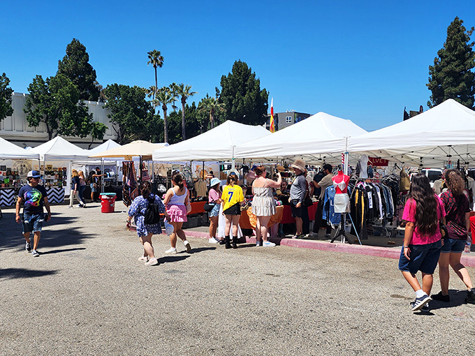 Melrose Avenue's creative spirit comes alive as vendors display everything from vintage vinyl to handcrafted jewelry pieces.