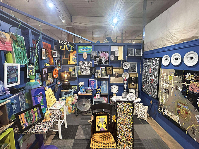This vibrant booth explodes with color and creativity! Like walking into the mind of an artist who couldn't decide between painting and collecting.
