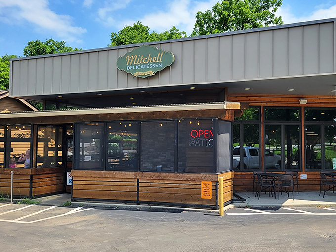 Mitchell Delicatessen's sleek exterior promises the kind of deli experience that makes New Yorkers feel homesick.