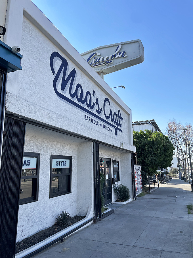 Moo's understated storefront opens to a world where Central Texas BBQ traditions find a perfect California home.