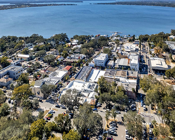Mount Dora's waterfront views come without those pesky hurricane evacuation notices that coastal folks worry about constantly.