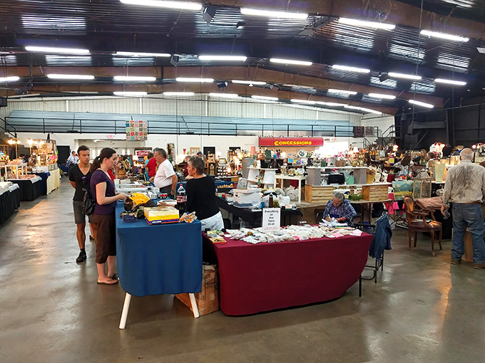 The Nashville Flea Market entrance beckons shoppers into a world where forty dollars feels like fortune.