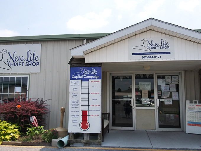 That fundraising thermometer tells a story of community spirit, one donated sweater and coffee table at a time.