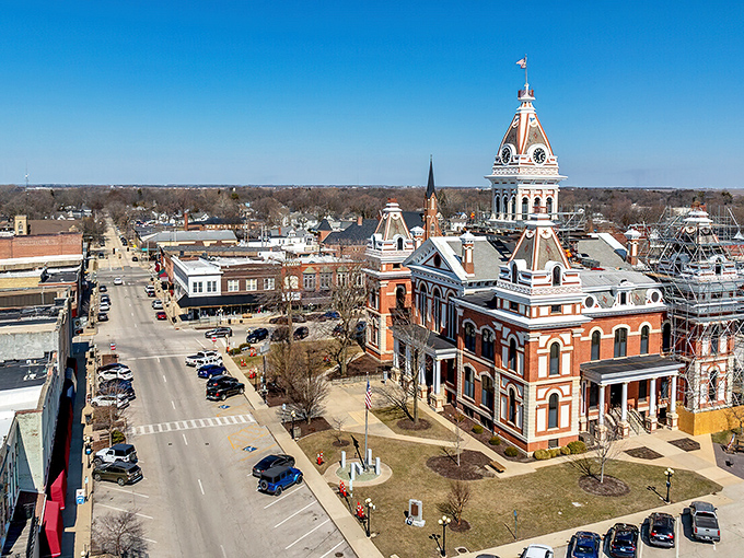 The courthouse commands respect from its perch, watching over a community that still cares.