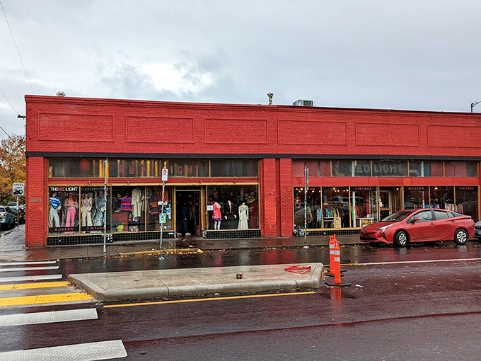 Red Light's brick facade on Hawthorne whispers vintage secrets that only true fashion treasure hunters understand.
