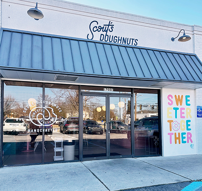 Clean lines, sweet designs! Scout's modern storefront houses artisanal donut creations that look like they belong in a gallery.