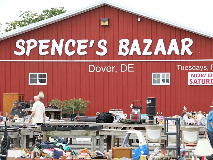 Outdoor tables overflow with possibilities while shoppers hunt for that one perfect find among countless treasures.