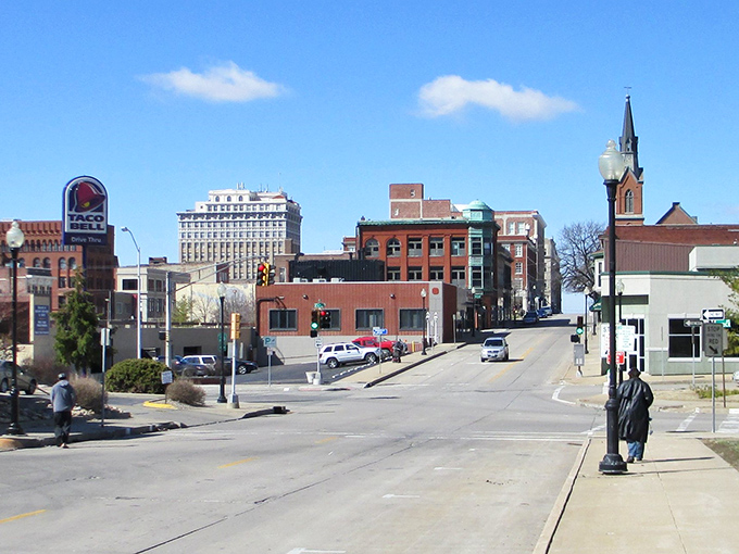St. Joseph's historic downtown rises like a testament to Missouri's rich riverboat heritage.