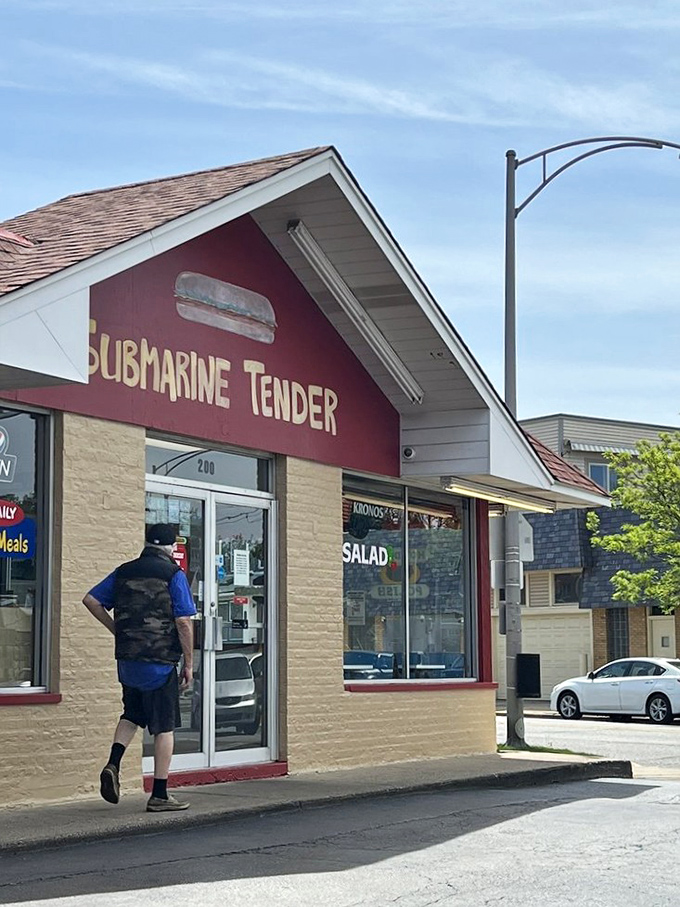 Submarine Tender's charming cottage exterior hides sandwiches big enough to feed a small navy.