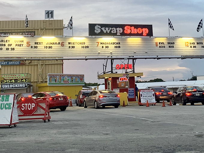 The legendary Swap Shop entrance beckons - where flea market meets entertainment in true Florida style.